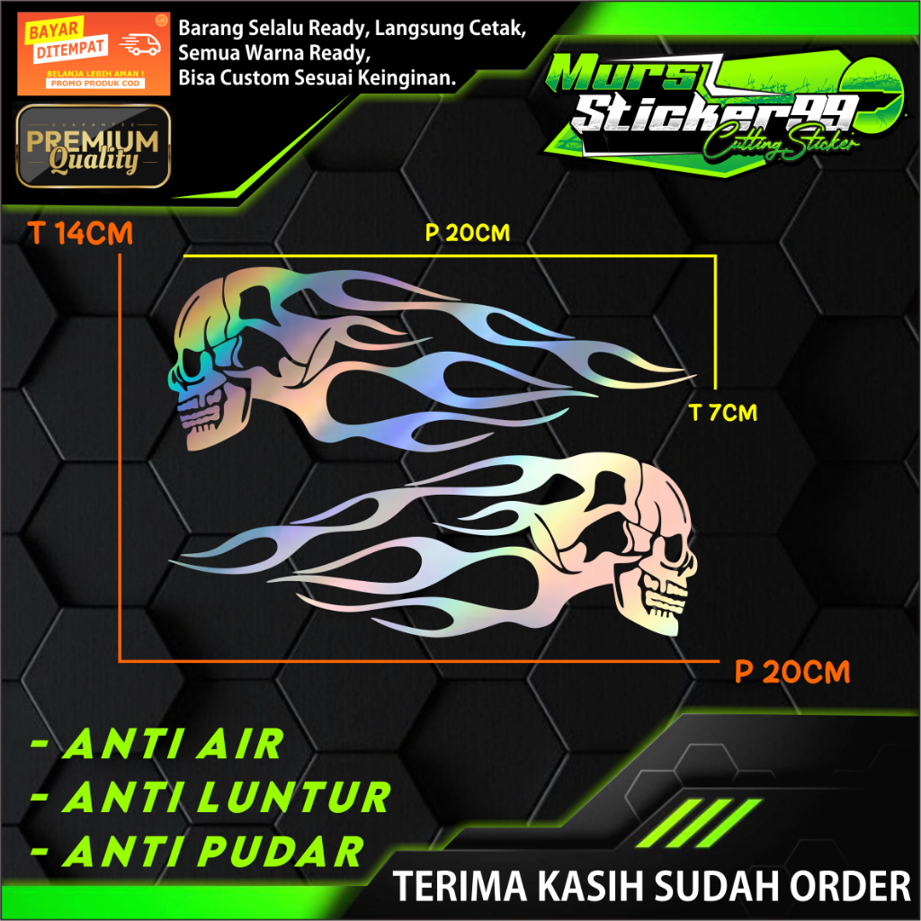 Jual Sticker TENGKORAK BERAPI KANAN KIRI Cutting Sticker | Shopee Indonesia