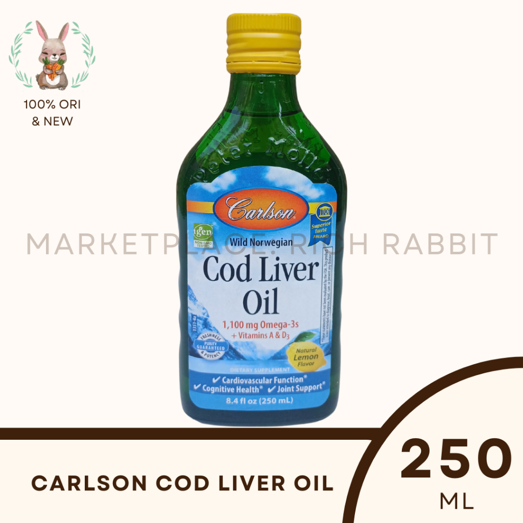Jual Carlson Cod Liver Oil Omega Minyak Ikan Dewasa Lemon Flavor 250 ml ...