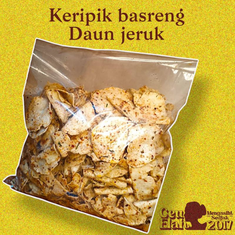 Jual Keripik basreng bulat koin pedas daun jeruk cemilan ceu elah ...