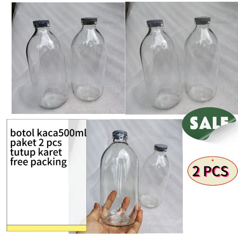 Jual Botol kaca asi 500 ml 2 pcs botol cembung botol jamu botol jus botol sirup botol asi 500ml ...