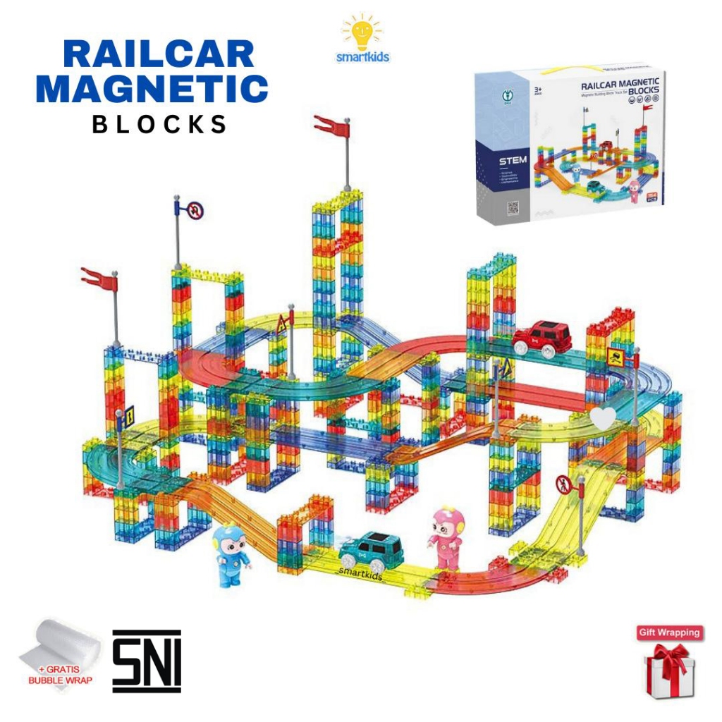 Jual Mainan Rail Car Track Magnetic Block 4D Rakit Susun Puzzle STEM ...