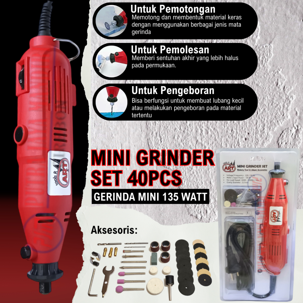 Jual ART Mini Grinder / Mini Bor / Mini Grinda Set 40 Pc Rechargeable ...