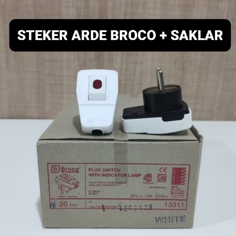 Jual BROCO Steker Arde PLUS SAKLAR Kuningan Colokan Listrik Original AC ...