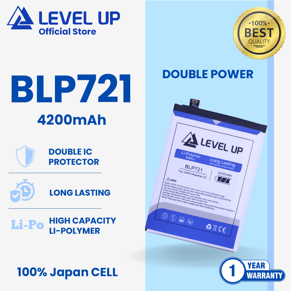 Jual LEVEL UP Baterai Realme C2 BLP721 Double Power | Shopee Indonesia