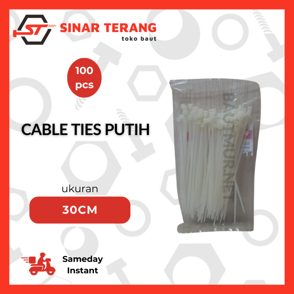 Jual (100pcs) Tali Ripet 30 cm Putih - Kabel Ties 30 cm - Nylon Cable ...