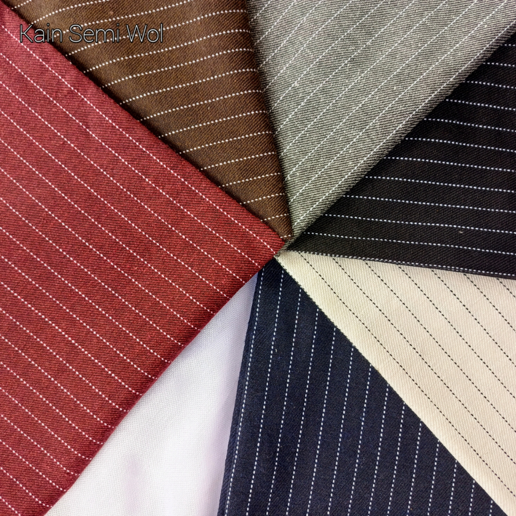 Jual Bahan Kain Semi Woll Stripe Premium / Kain Semiwoll Salur Hitam ...