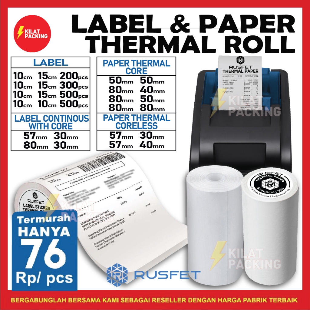 Jual Printer Barcode Thermal Label Paper Thermal Thermal Stiker Resi Thermal Label Pengiriman ...