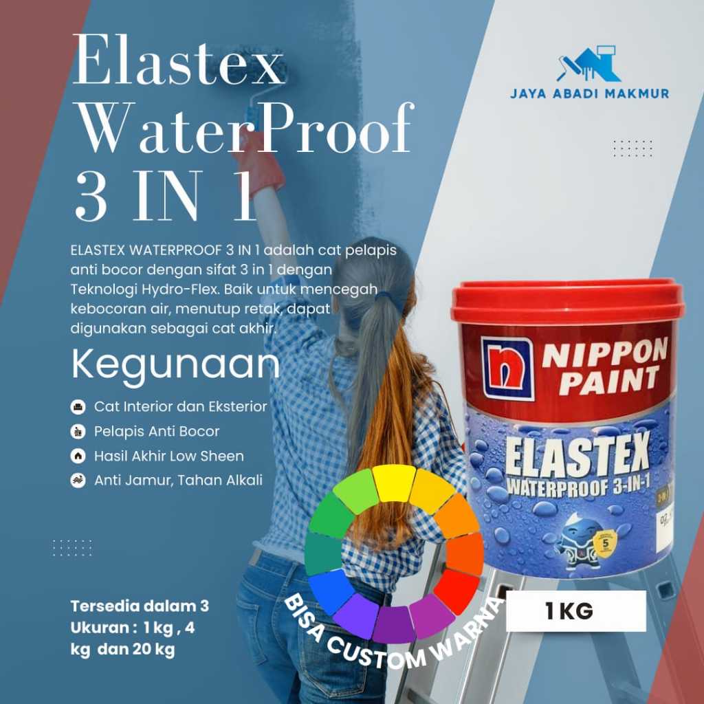 Jual Nippon Paint Elastex Waterproof 3 in 1 1 kg / Cat Pelapis Anti Bocor / Warna Ready Pack ...