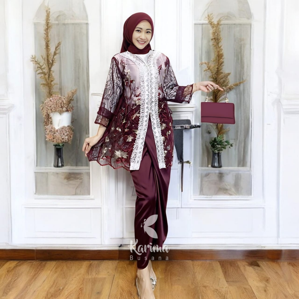 Jual One Set Kebaya Modern Kekinian Wisuda Tulle Gardenia Warna Mix ...