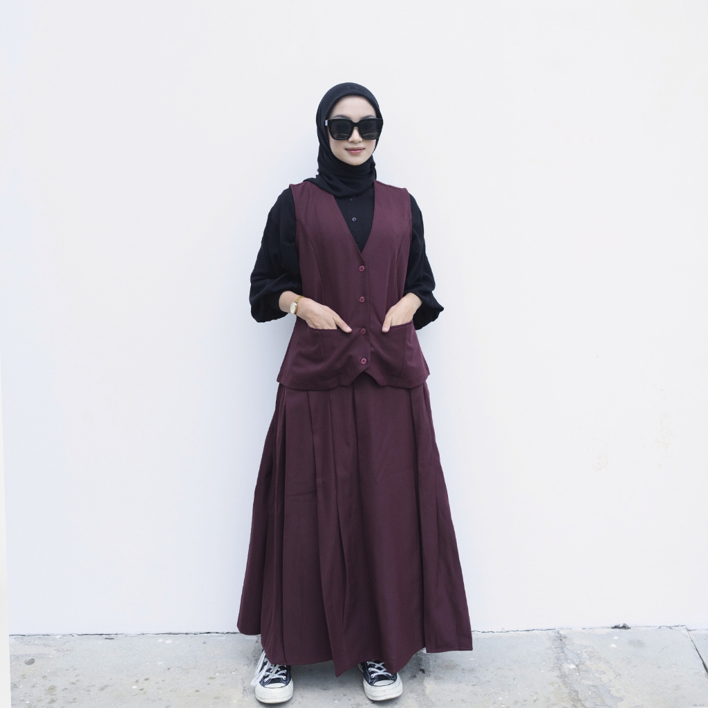 Jual MORU KEIN - OXA Vest Set | One set wanita | Rok wanita | Rompi ...