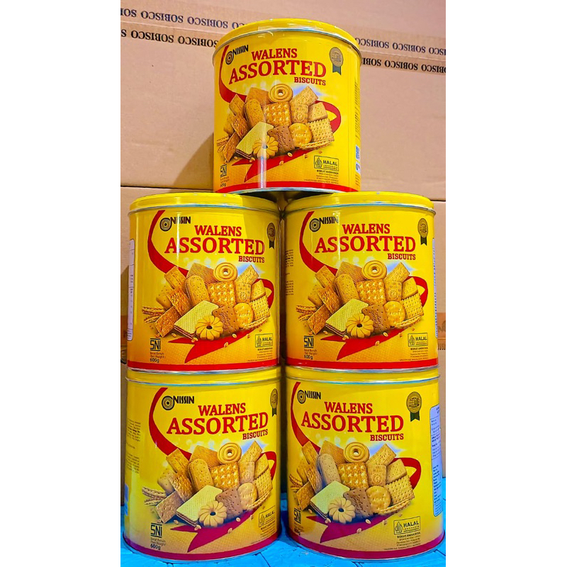 Jual Nissin walens/assorted biscuits /kaleng kuning /600gr | Shopee ...