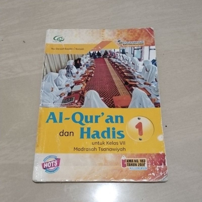 Jual BUKU ORI BUKU AL QURAN DAN HADIS KELAS 1 SMP PENERBIT AQILA KMA NO 183 TAHUN 2019 | Shopee ...