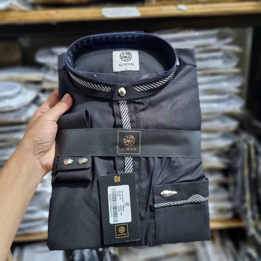 Jual Baju Koko AL NOOR PUTIH HITAM Pria / Baju Koko Putih Alnoor Lengan ...