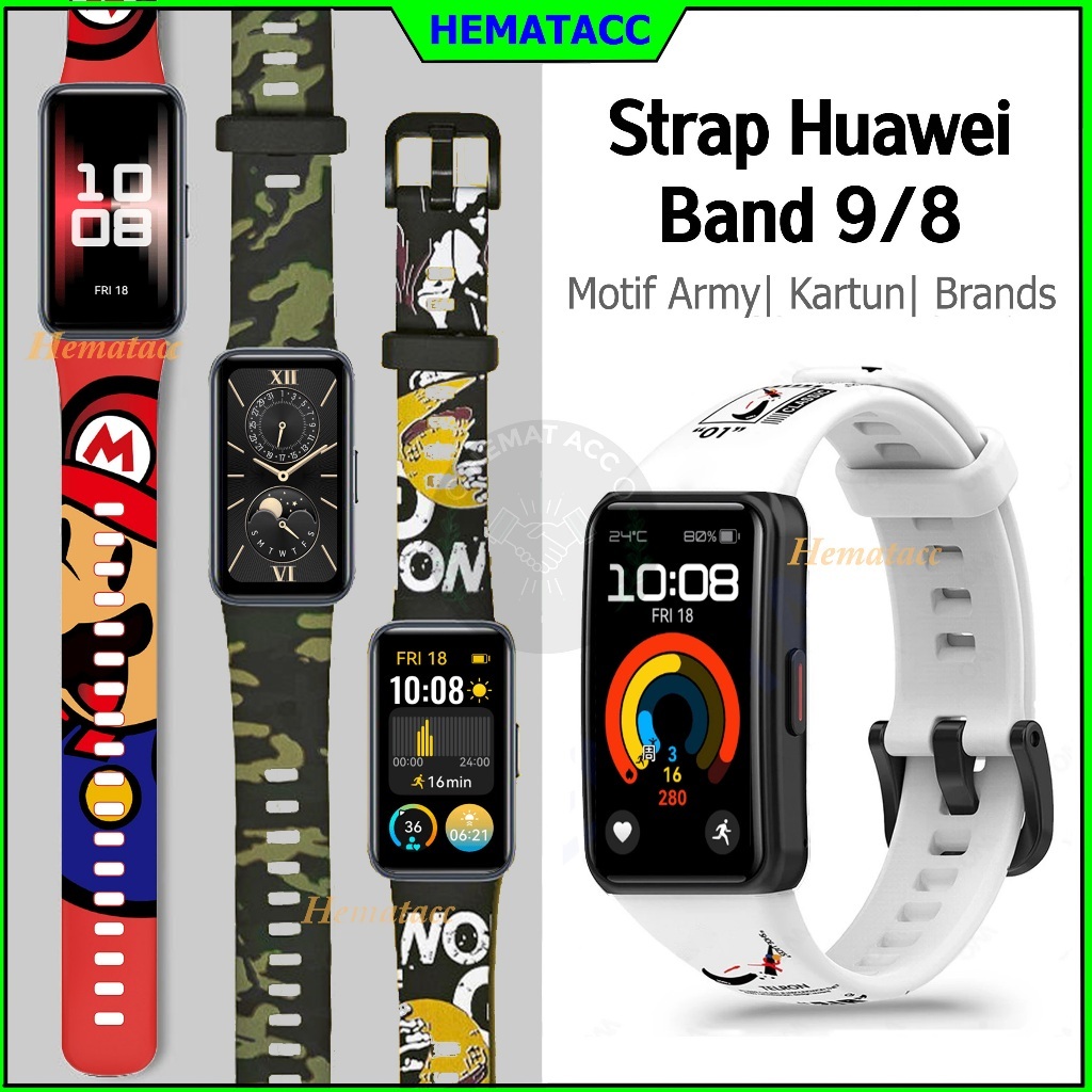 Jual Strap Huawei Band 10 Motif Logo Kartun Lucu Army Tali Jam Huawei ...
