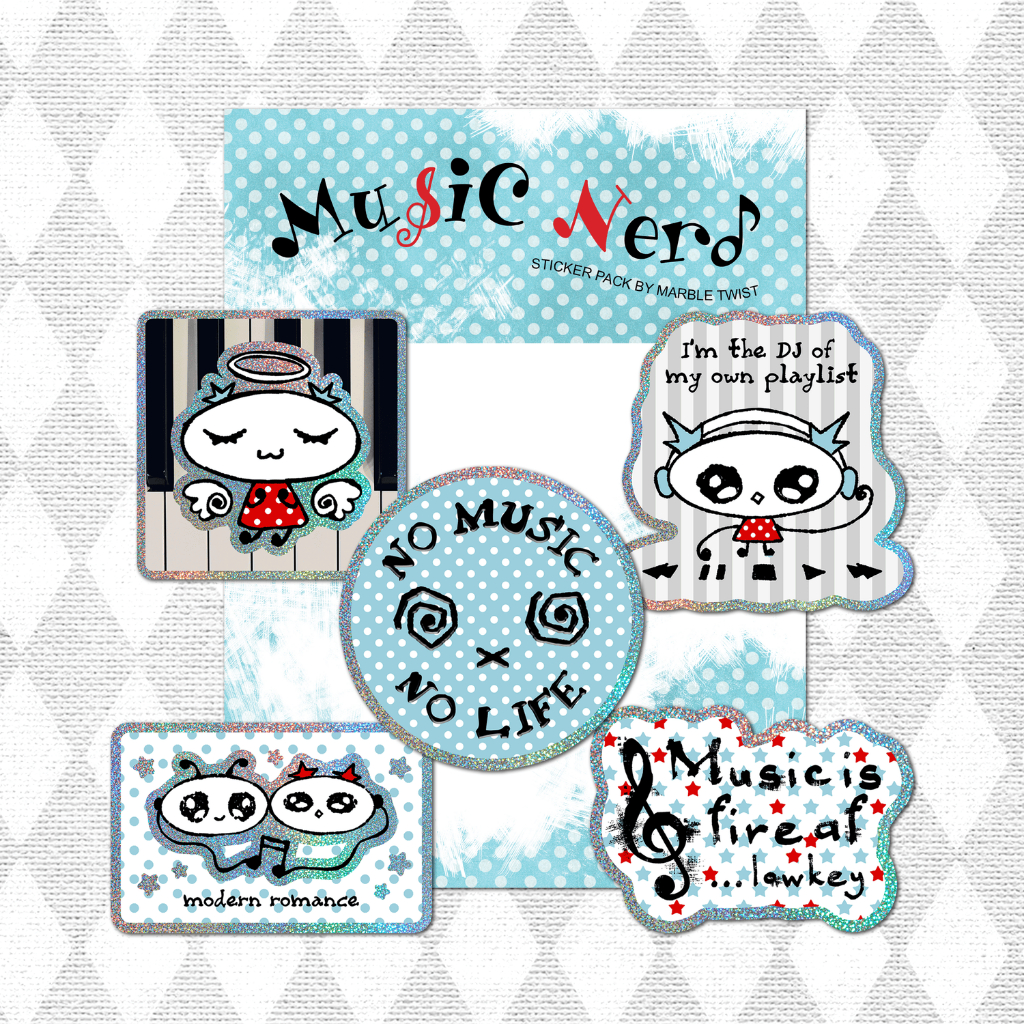 Jual Music Nerd Stickers by Marble Twist | Shopee Indonesia