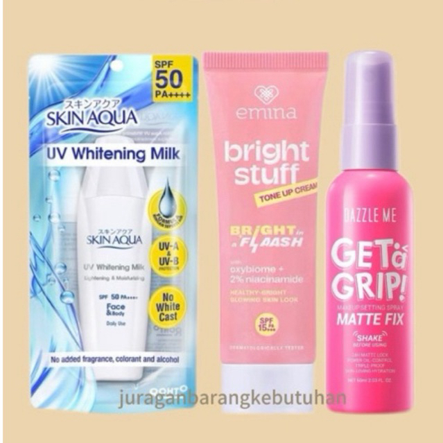 Jual Paket Make Up Matte Sat Set- Sun Screen Skin Aqua Spf 50 Emina ...