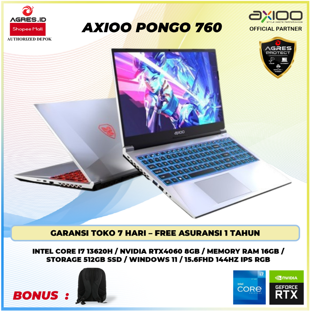 Jual Laptop Gaming Axioo Pongo 760 V2 I7 13620H RTX4060 8GB 16GB 512GB ...