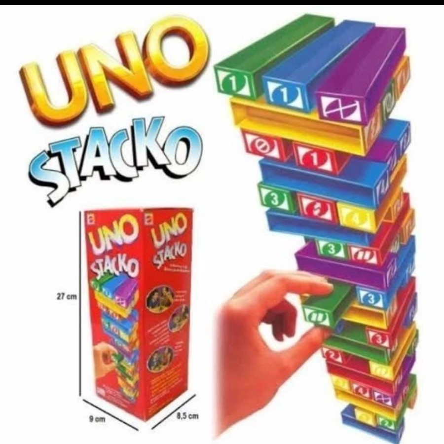 Jual mainan uno stacko balok susun / Unoo susun / interaktif board game ...