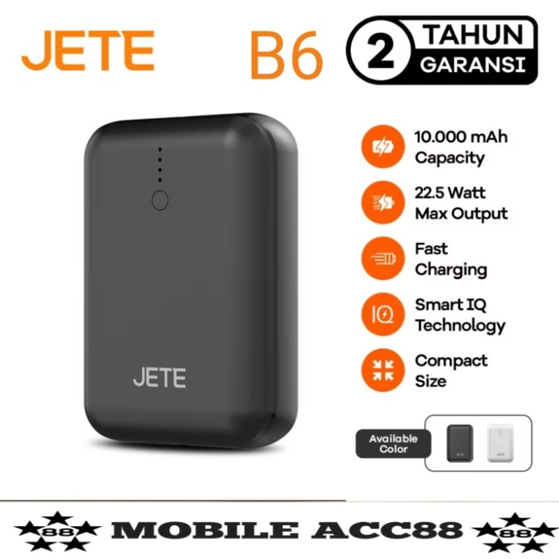Jual JETE B6 Powerbank 10000mAh with Dual Output (USB 22.5W & TypeC PD ...