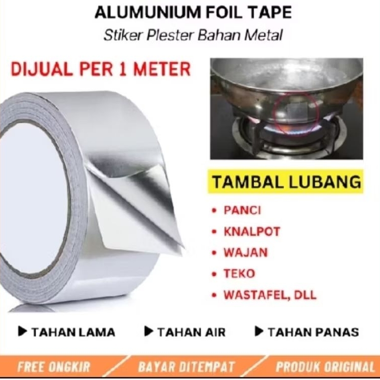 Jual Lakban alumunium foil 1 meter/ Lem penambal panci bocor knalpot ...
