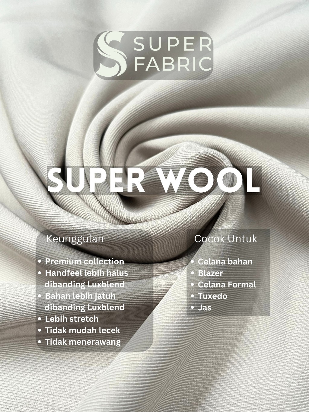 Jual Kain Super Wool Stretch Superwool Bahan tebal Polos Celana Formal ...