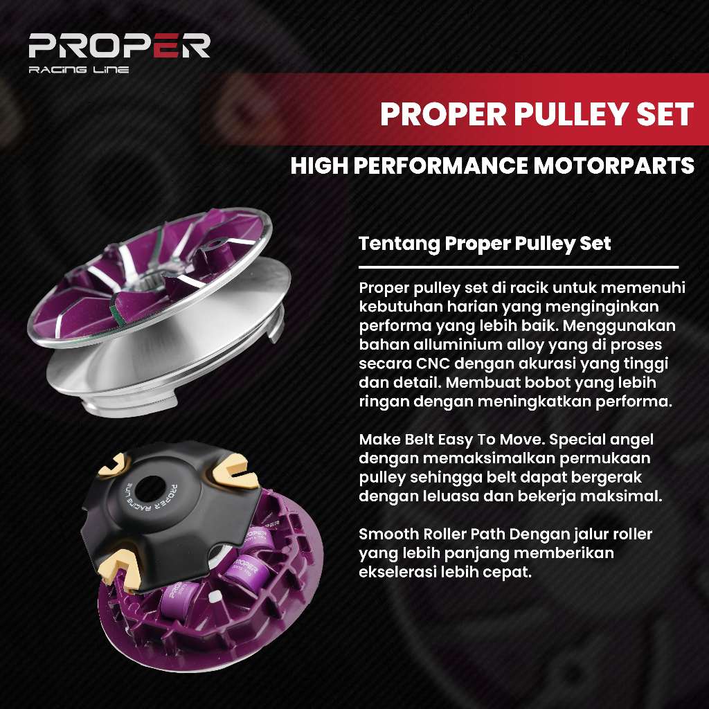 Jual PROPER RACING LINE PULLEY SET MIO SMILE MIO SPORTY FINO KARBU ...