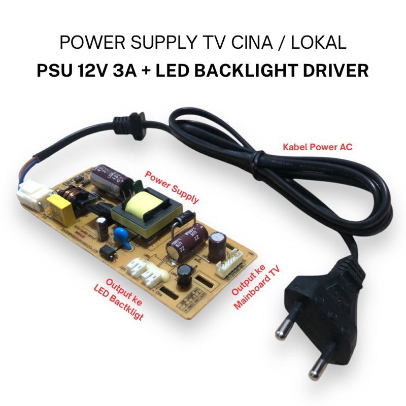 Jual Power Supply TV 12V 3A dan Backlight Driver 9V 700mA Plus Kabel ...