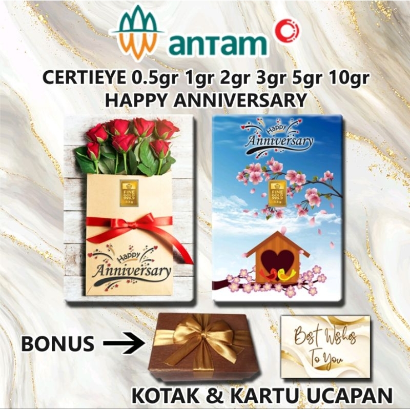 Jual Emas ANTAM HAPPY ANNIVERSARY Gift Series Custom Certieye Certicard ...