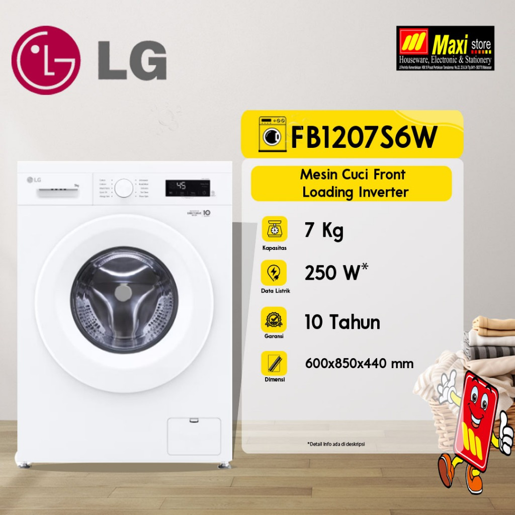 Jual Mesin Cuci LG Front Loading Inverter Direct Drive Motor FB1207S6W ...