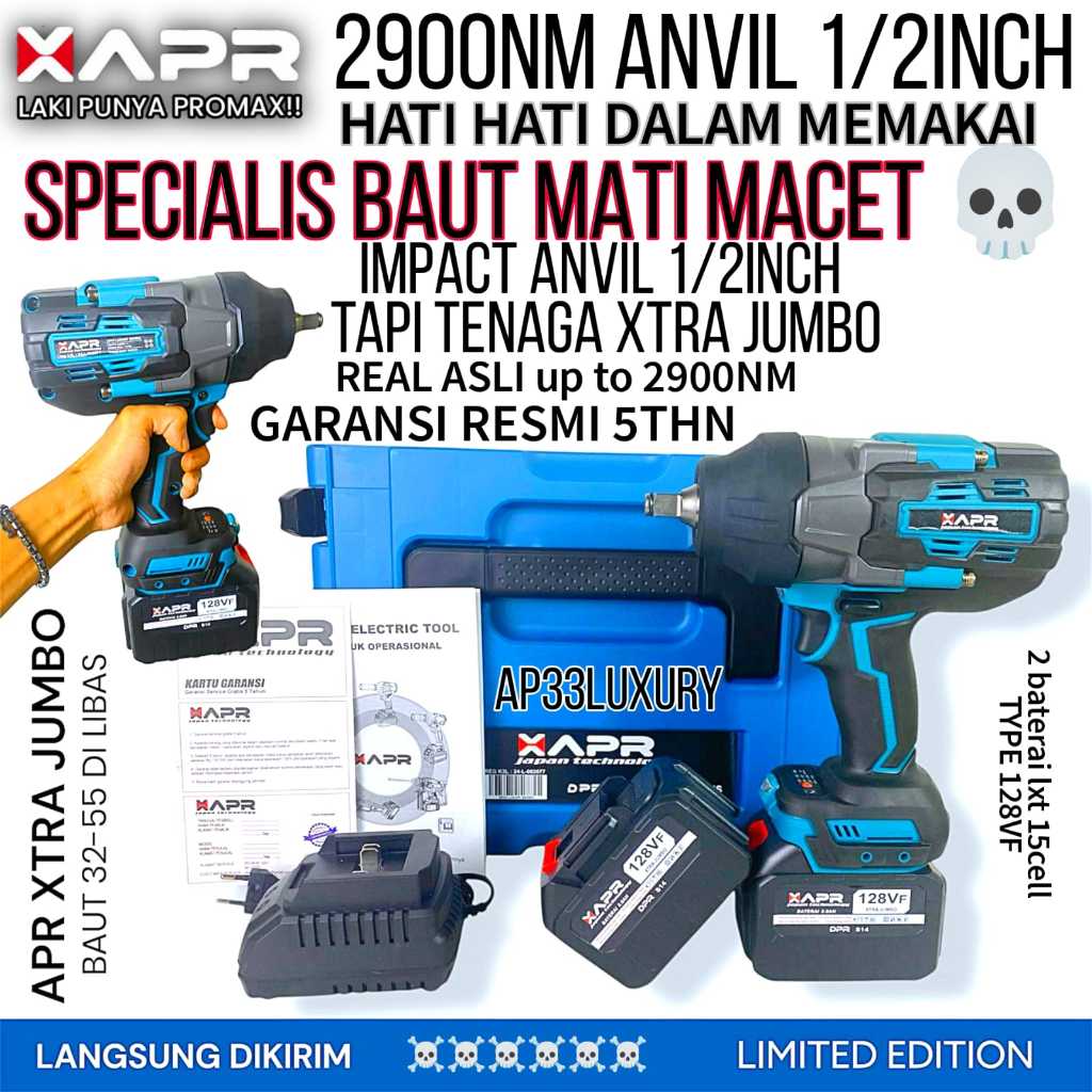 Jual Apr RAJA impact wrench xtra jumbo type AP33 luxury 2900NM 1/2inch ...