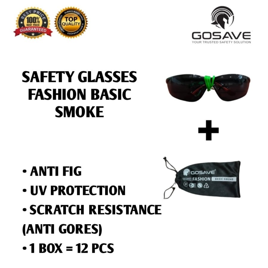 Jual Kacamata Safety Fashion Hitam Smoke Gosave Kacamata Safety Glasses ...