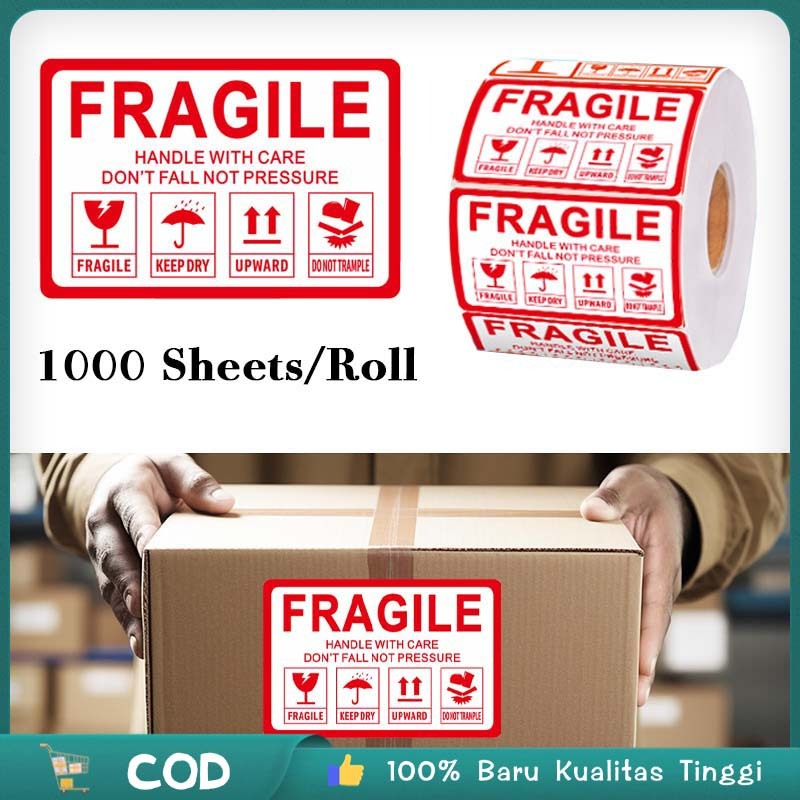 Jual Isi 1000 Label Fragile 60 X 40 mm Sticker Label Fragile Sticker ...