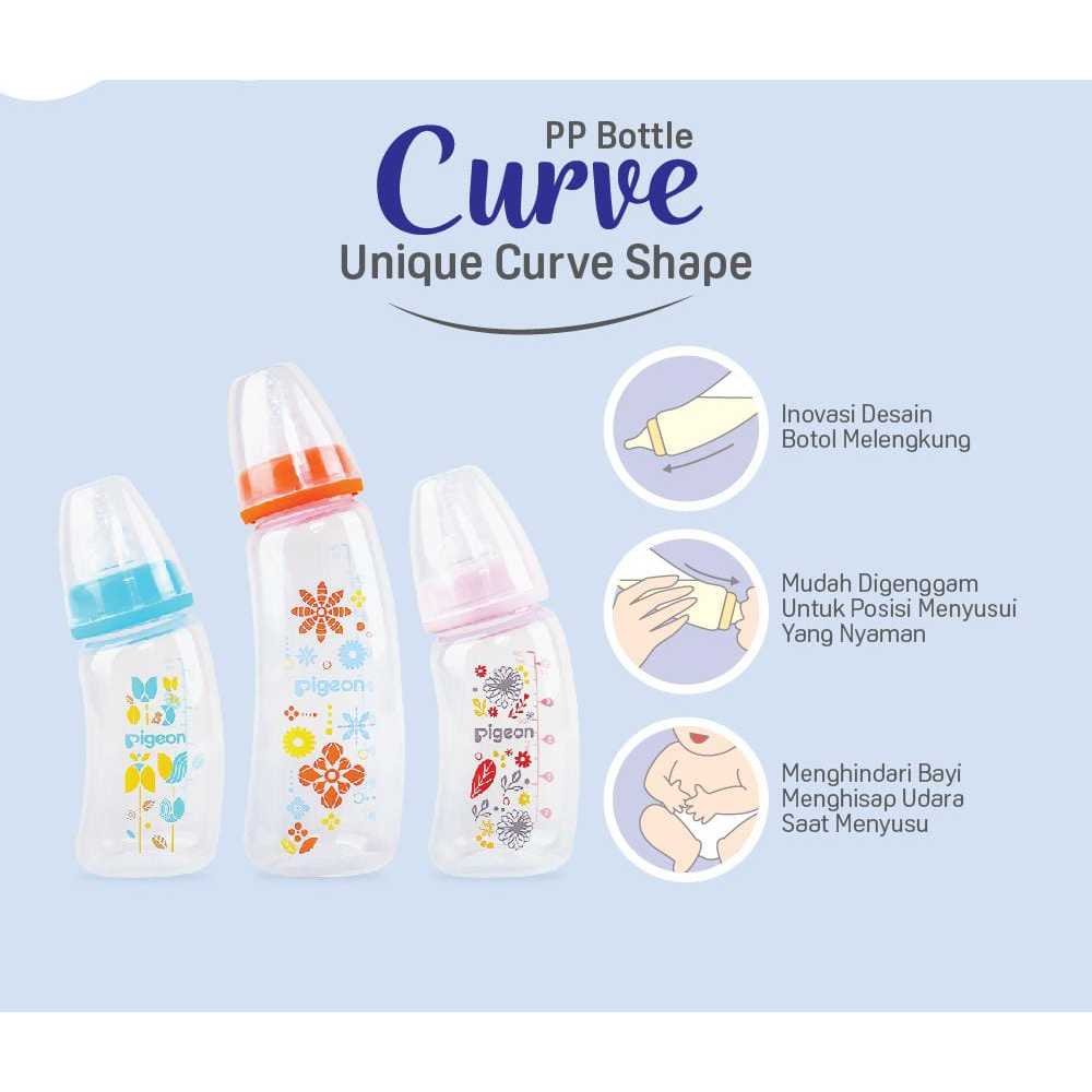 Jual PIGEON Botol PP Clear Curve With Peristaltic Slim Neck Nipple ...