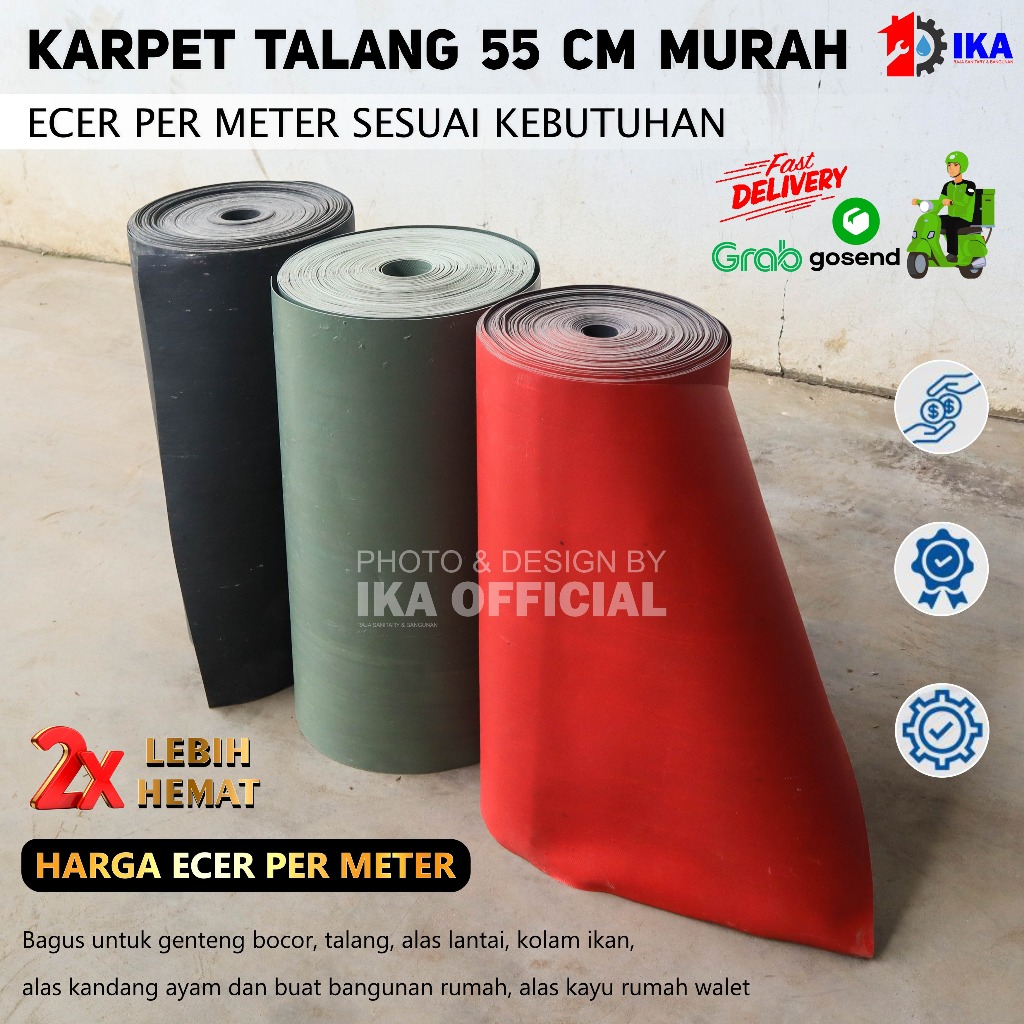 Jual Karpet Talang Air 1 Meter 55 (Bersih 51cm) Merah Hitam Pabrikan ...