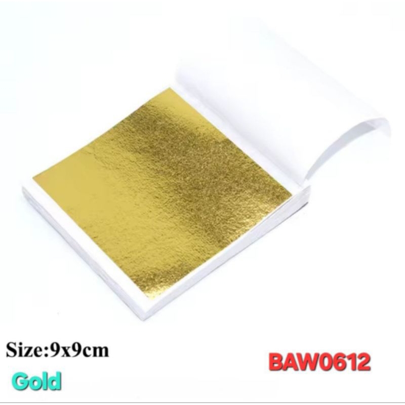 Jual kertas prada foil leaf gilding sheet warna emas Ukuran 8,5 X 9,3 ...