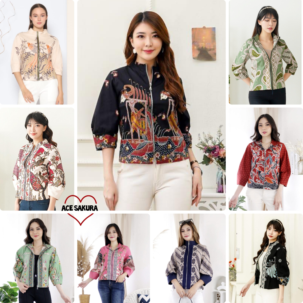 Jual BLOUSE JAKET BOMBER FAIRA BATIK 108 MODERN ATASAN WANITA KERJA ...