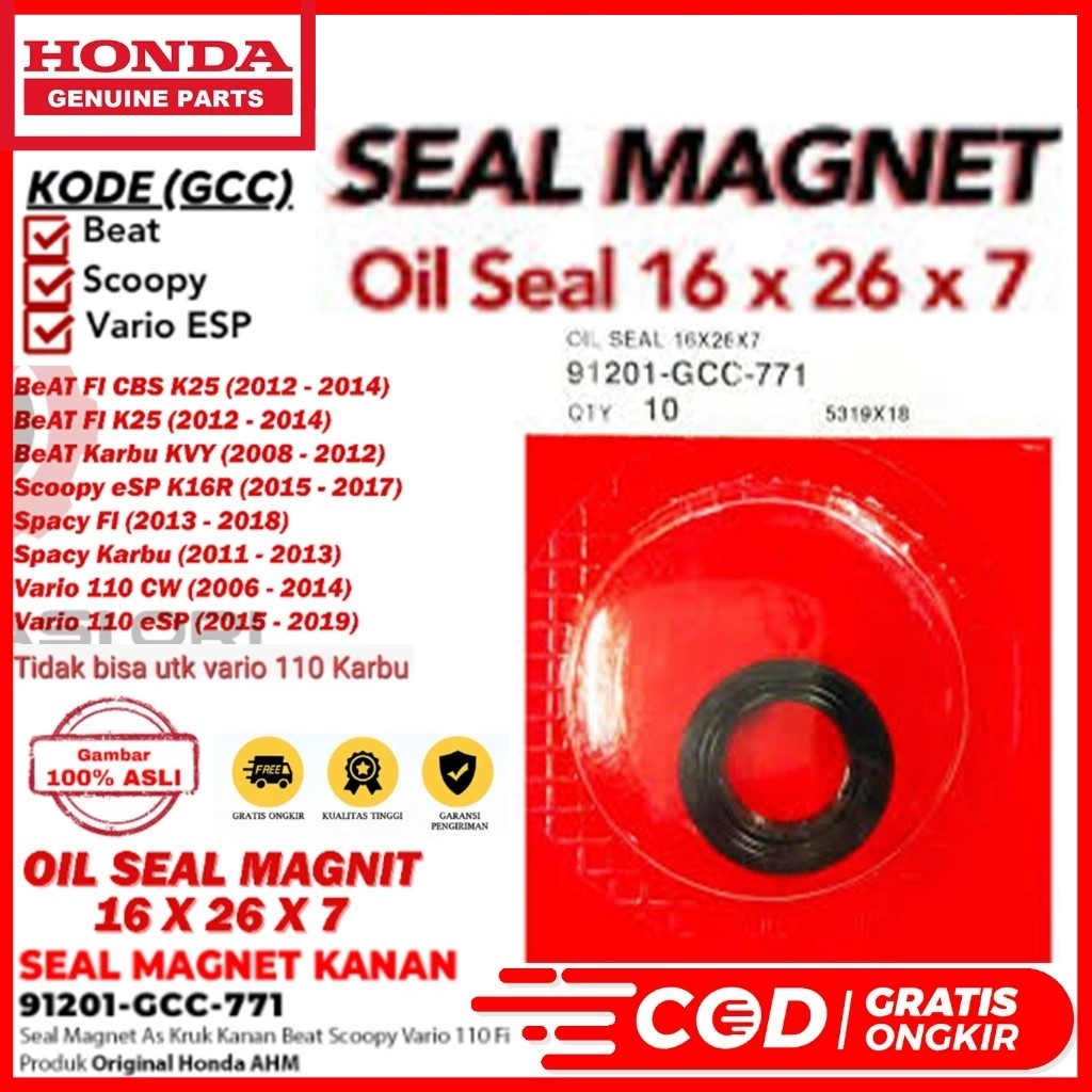 Jual SEAL MAGNET SEAL KRUK AS KANAN OIL SEAL 16 X 26 X 7 BEAT KARBU ...