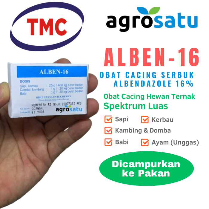 Jual Alben 16 Albendazole 16% Obat Cacing Serbuk Sapi Kambing Domba ...