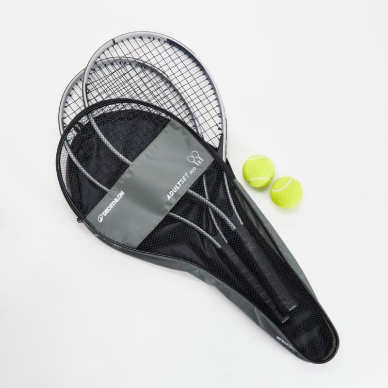 Jual Raket Tenis Tennis Set Alu Duo Adult 2 Rackets 2 Balls 1 Bag Grey ...
