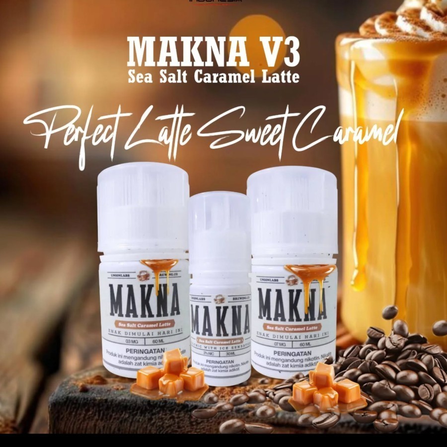 Jual MAKNA V3 SEA SALT CARAMEL LATTE 60ML 3MG 7MG BY UNIONLABS | Shopee ...