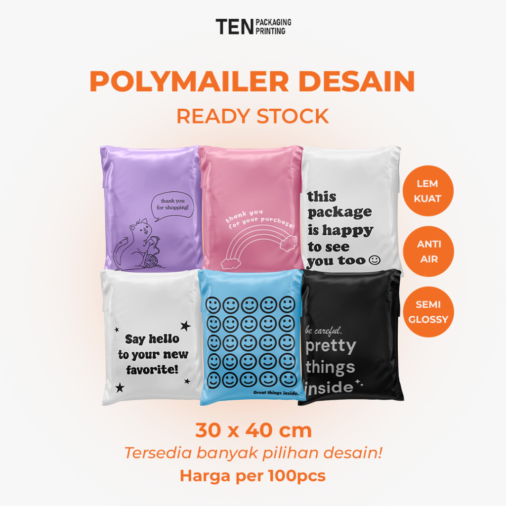 Jual READY STOCK - 100pcs Polymailer Design Sablon 30x40cm Semi Glossy / Plastik Packing OlShop ...