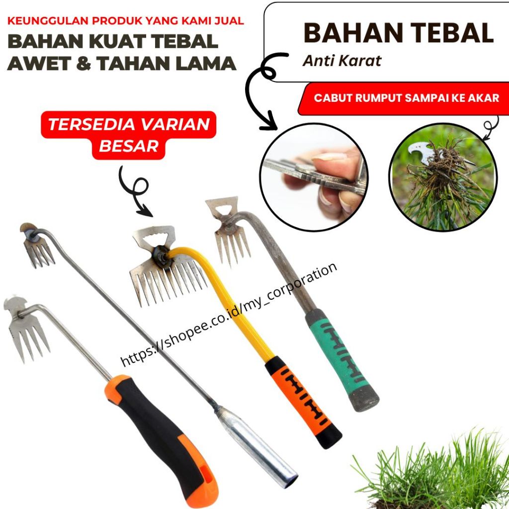 Jual Alat Pencabut Rumput Liar Garden Cangkul Kebun/Weeding Garu ...
