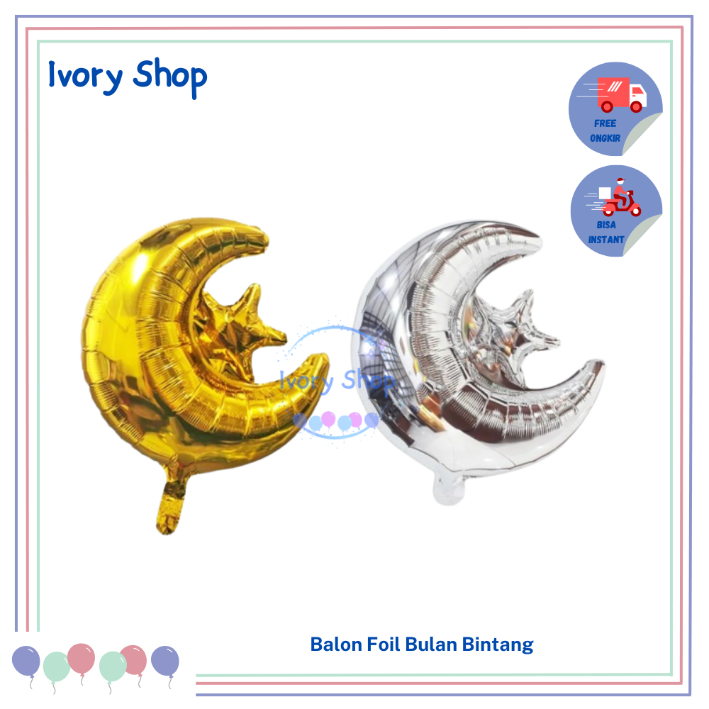 Jual Balon Foil Bulan Bintang Gold Silver Tema Idul Fitri Ramadhan Eid ...