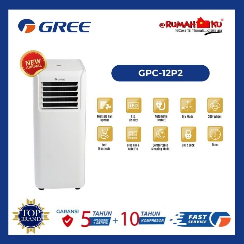 Jual GREE AC PORTABLE AIR CONDITIONER 1.5 PK with Air Purifier GPC-12P2 ...