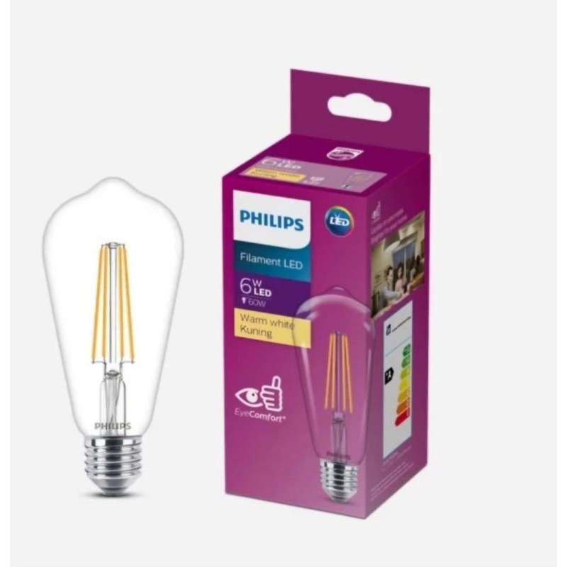 Jual Lampu Hias PHILIPS LED Classic Filament E27 ST64 4 Watt 6 Watt ...