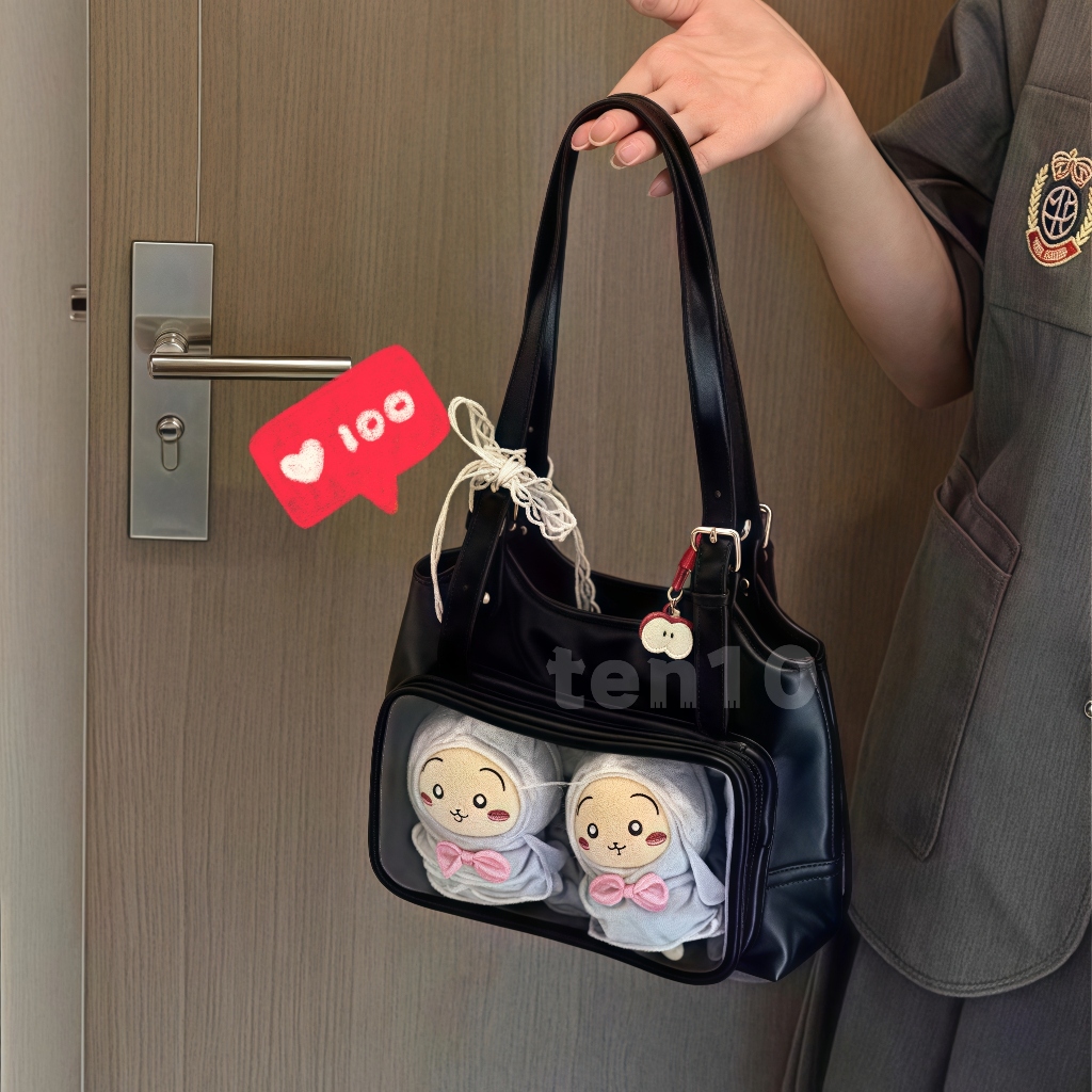 Jual 【COD】Tas Kulit Lucu Pvc Transparan Kpop Gaya Model Wanita Korea Hitam/ y2k crossbody ...