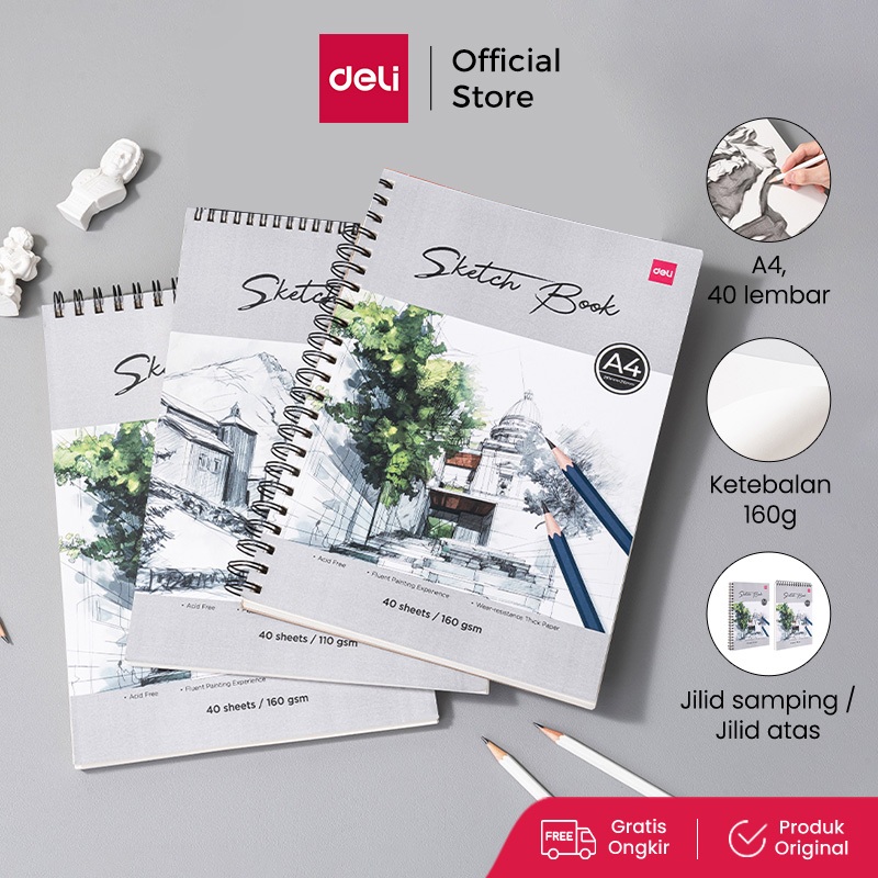Jual Deli Sketch Book / Buku Gambar Sketsa 40 lembar A4 EC402 | Shopee ...