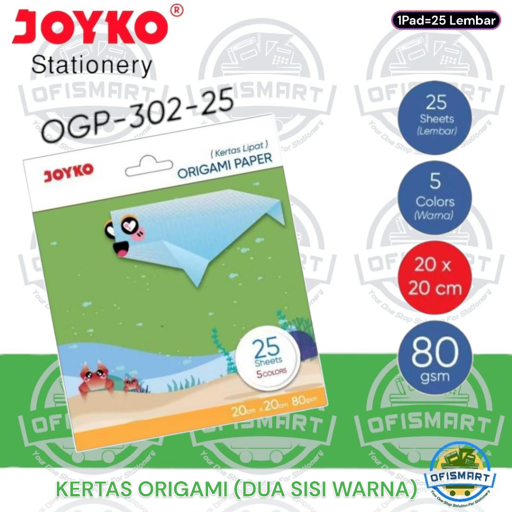 Jual Joyko Kertas Origami Paper 20cx20cm OGP 302-25 @1 Set=25 Lembar ...