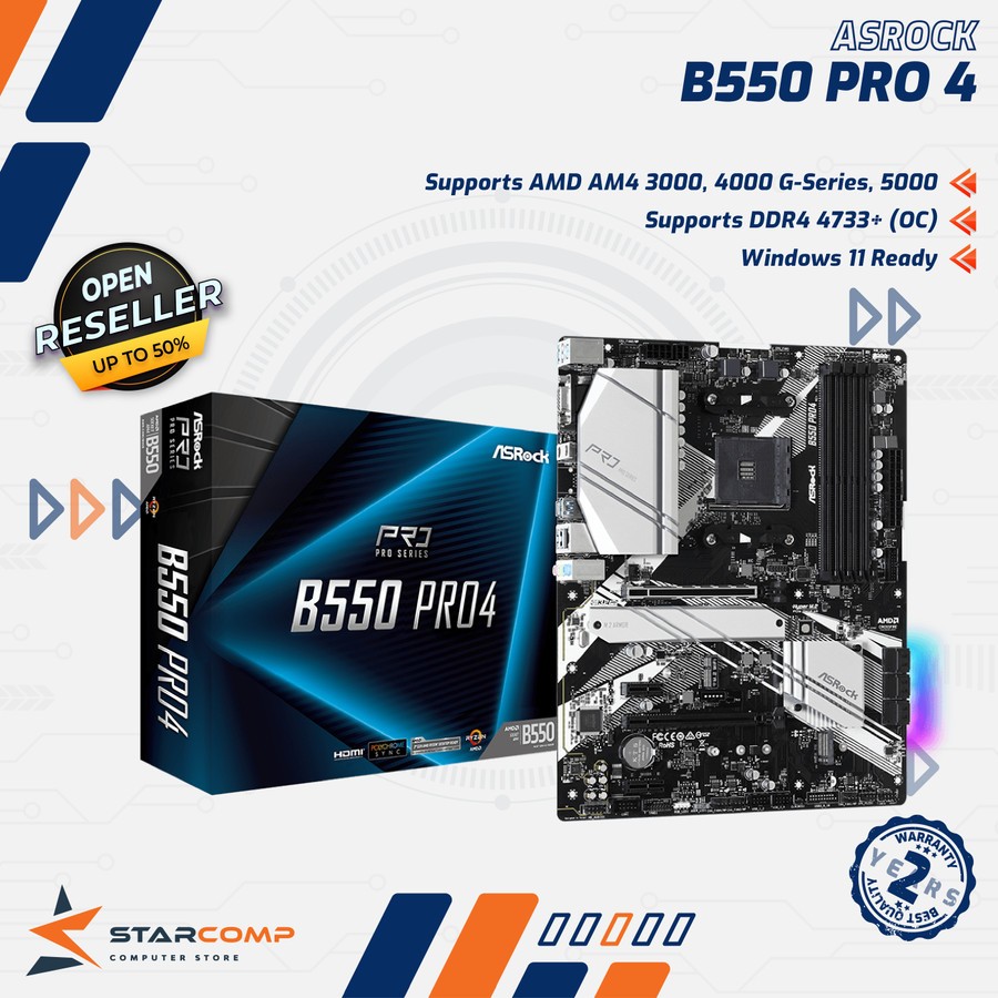 Jual ASRock B550 PRO4 AM4 DDR4 USB3.2 SATA3 Motherboard AMD | Shopee ...