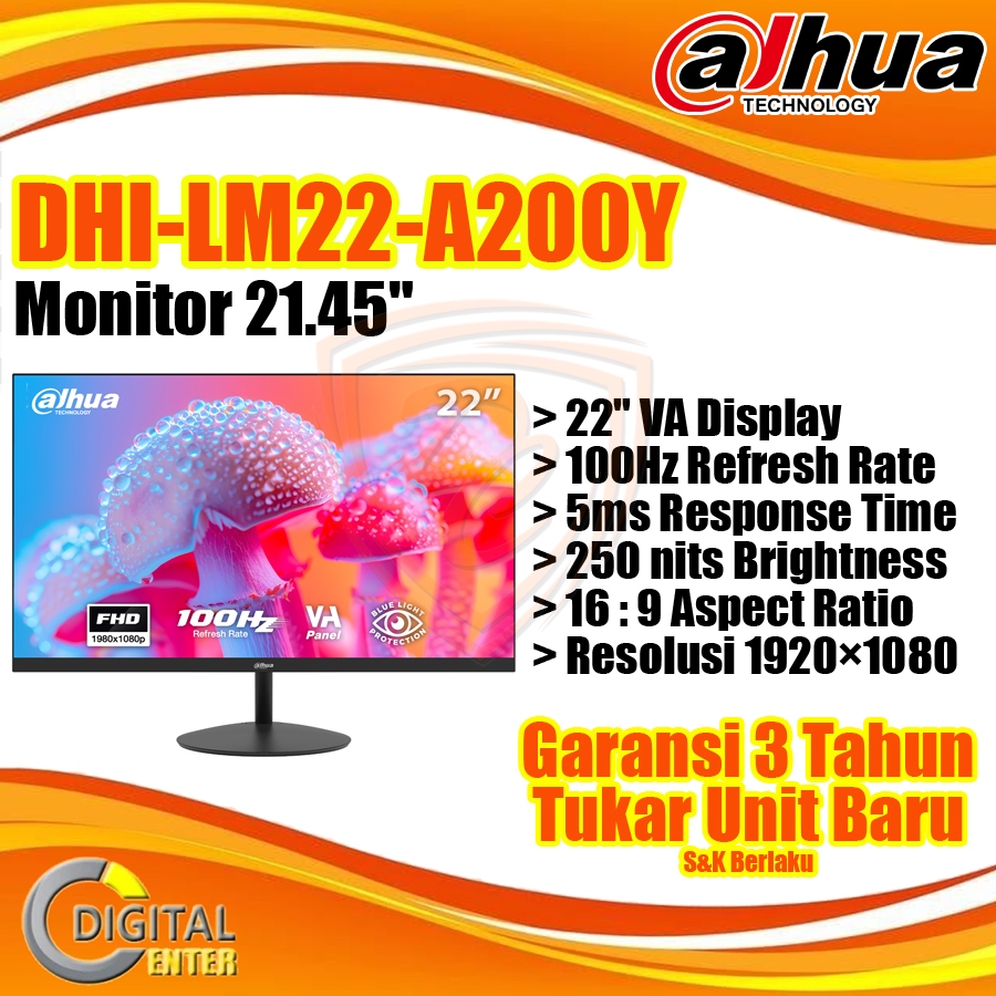 Jual Monitor Dahua 22" DHI-LM22-A200Y FHD 100Hz VA HDMI Speaker | Shopee Indonesia